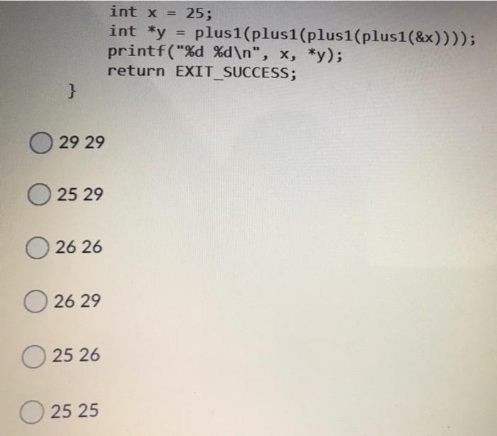 Solved What does this program output? int *plus1(int *x) { | Chegg.com