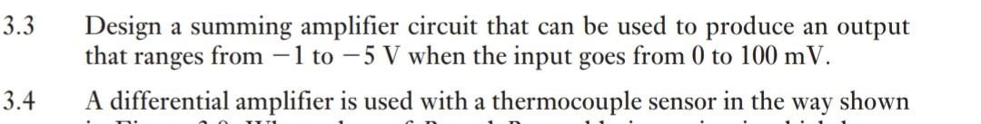 Solved .3 Design a summing amplifier circuit that can be | Chegg.com