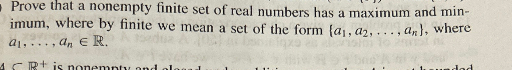 Solved Prove that a nonempty finite set of real numbers has | Chegg.com