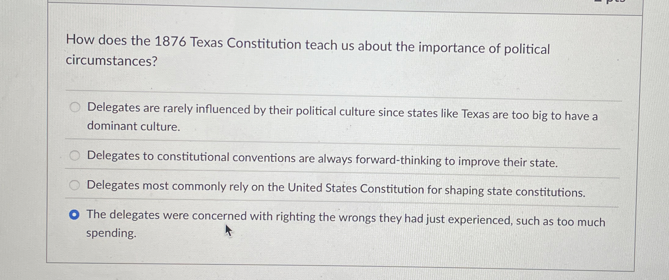 Solved How does the 1876 ﻿Texas Constitution teach us about | Chegg.com