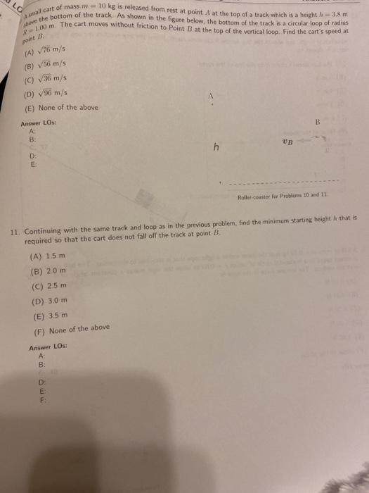 Solved LO cart of mass m 10 kg is released from rest at | Chegg.com