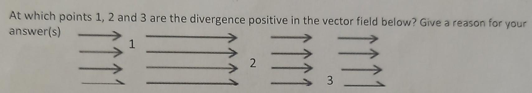Solved At which points 1,2 and 3 are the divergence positive | Chegg.com