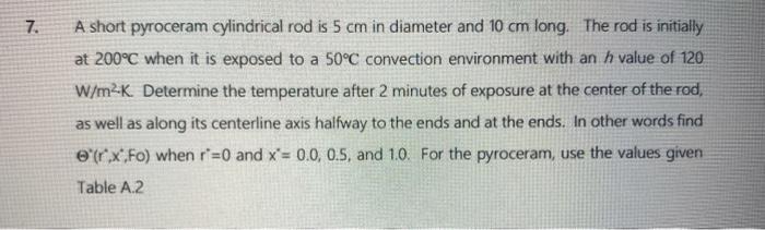 Solved 7. A short pyroceram cylindrical rod is 5 cm in | Chegg.com