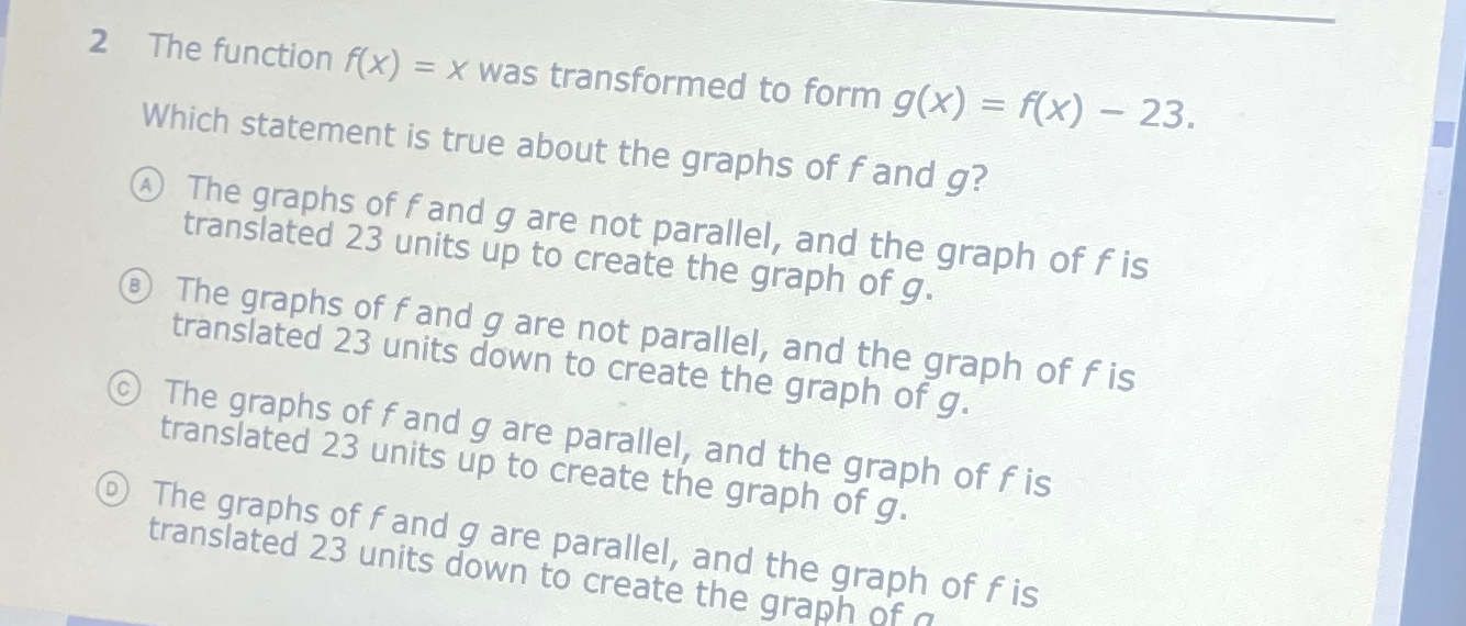 Solved 2 ﻿The function f(x)=x ﻿was transformed to form | Chegg.com
