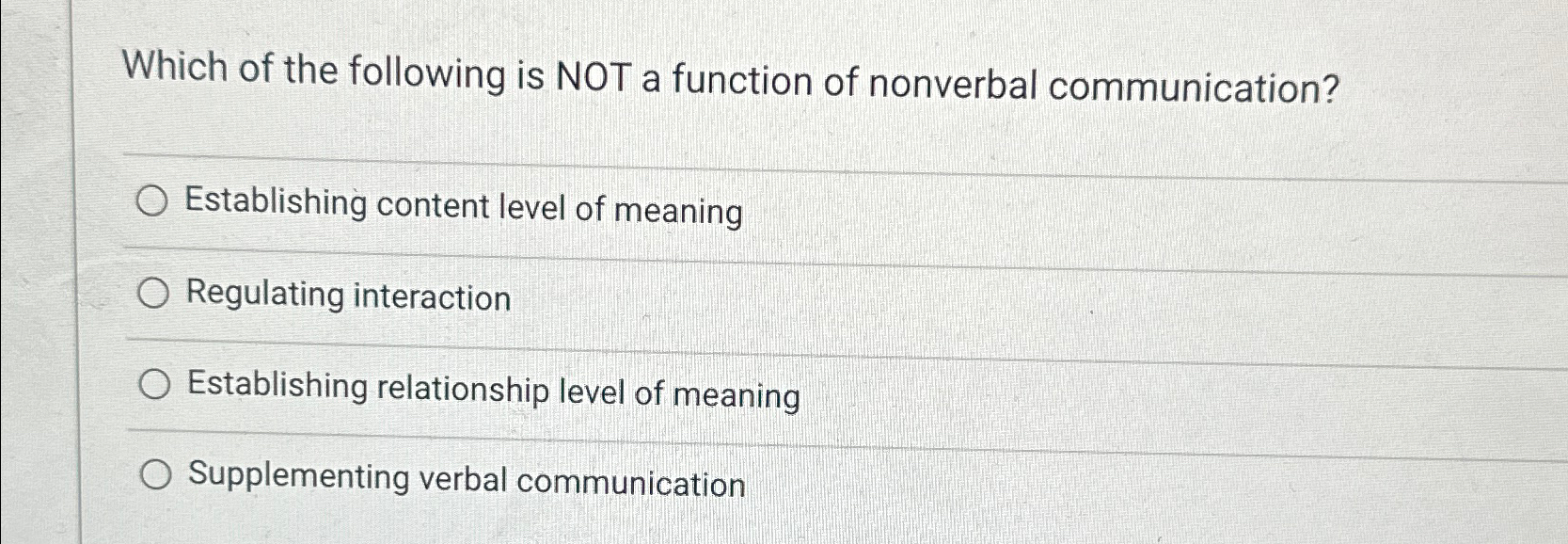 Solved Which of the following is NOT a function of nonverbal | Chegg.com