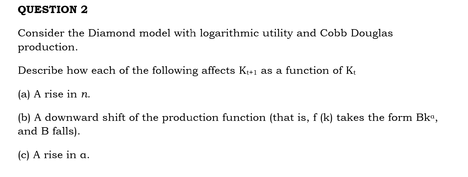 Solved QUESTION 2Consider the Diamond model with logarithmic | Chegg.com Solved QUESTION 2Consider the Diamond model with logarithmic | Chegg.com