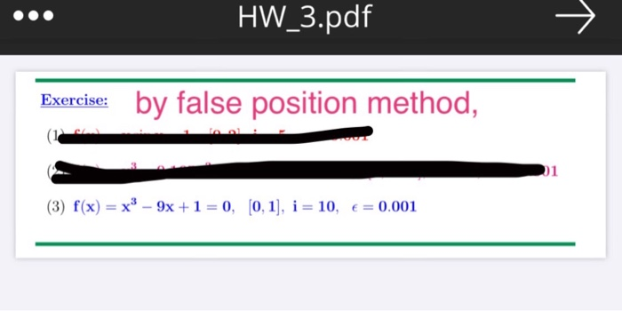 Solved HW_3.pdf 个 Exercise: by false position method, (3) | Chegg.com