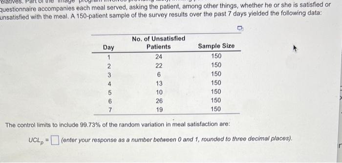 Solved questionnaire accompanies each meal served, asking | Chegg.com