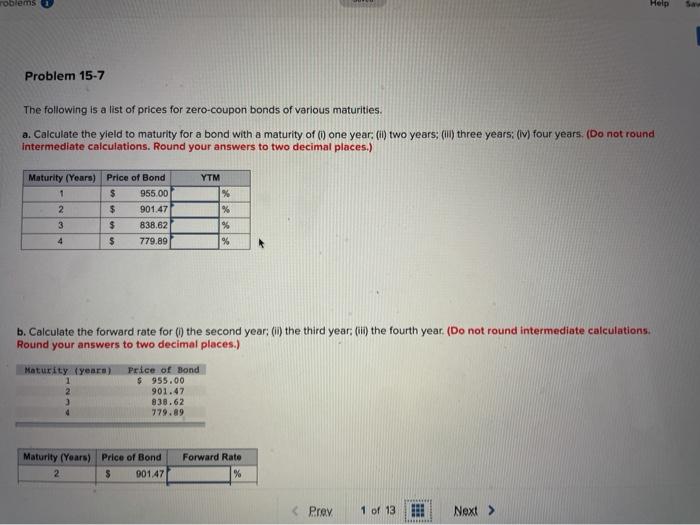 Solved roblems Help Problem 15-7 The following is a list of | Chegg.com Solved roblems Help Problem 15-7 The following is a list of | Chegg.com