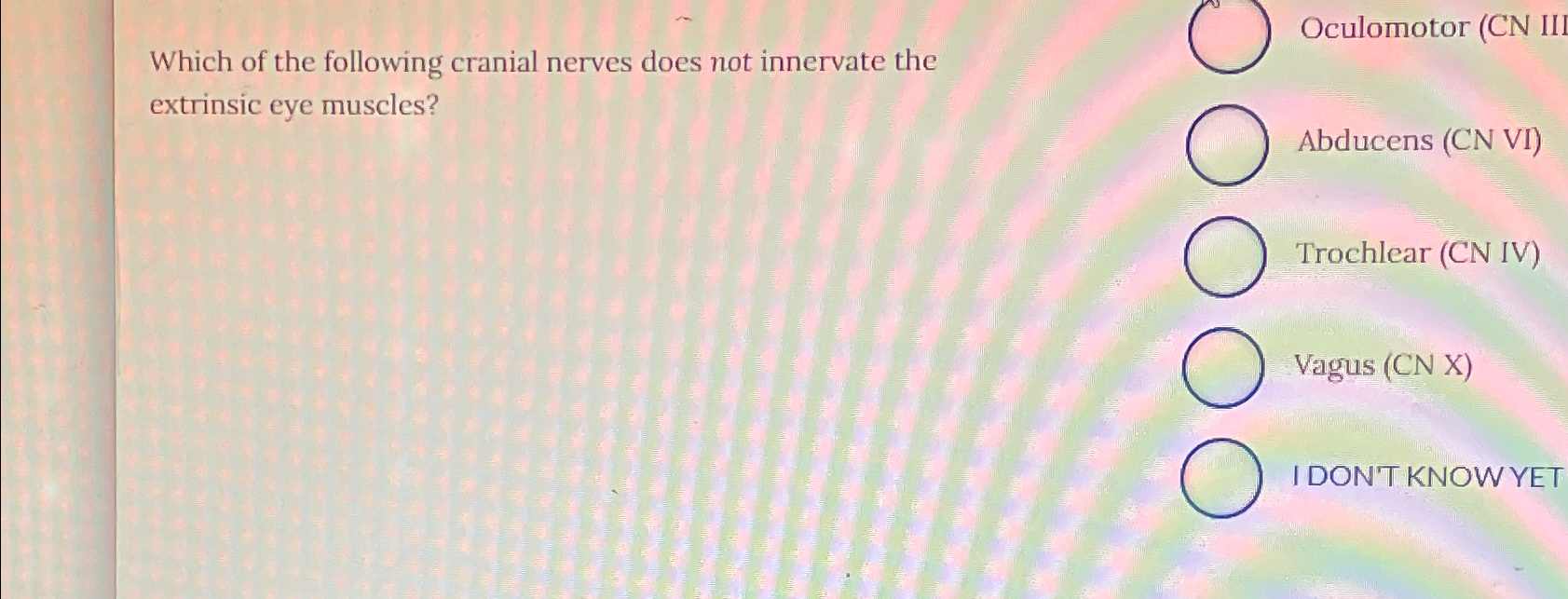 Solved Which of the following cranial nerves does not | Chegg.com