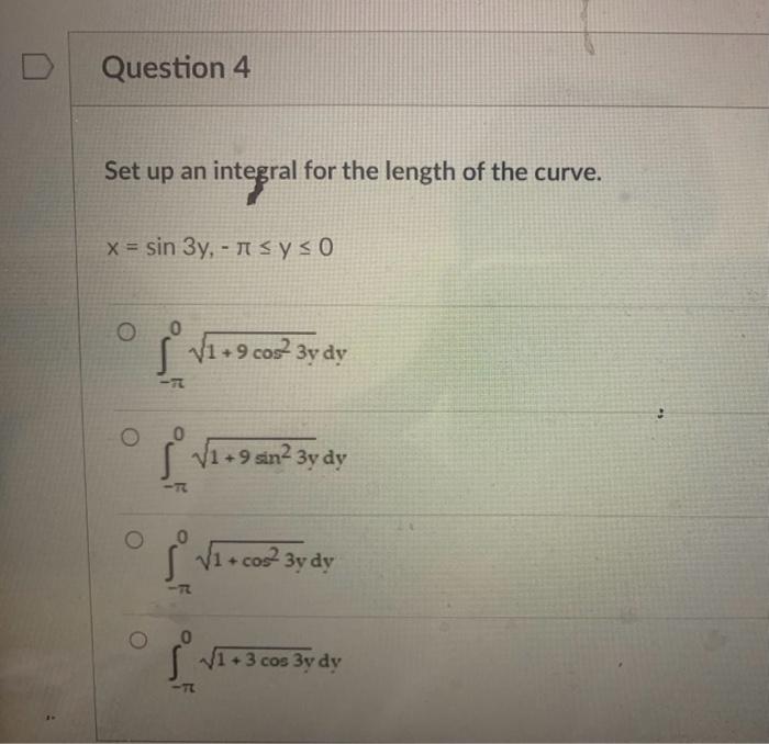 Solved Set up an integral for the length of the curve. | Chegg.com