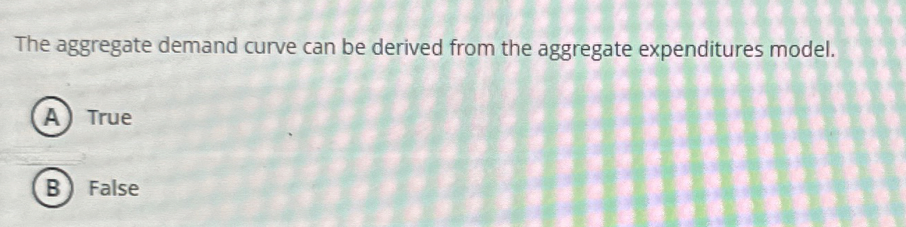 Solved The aggregate demand curve can be derived from the | Chegg.com