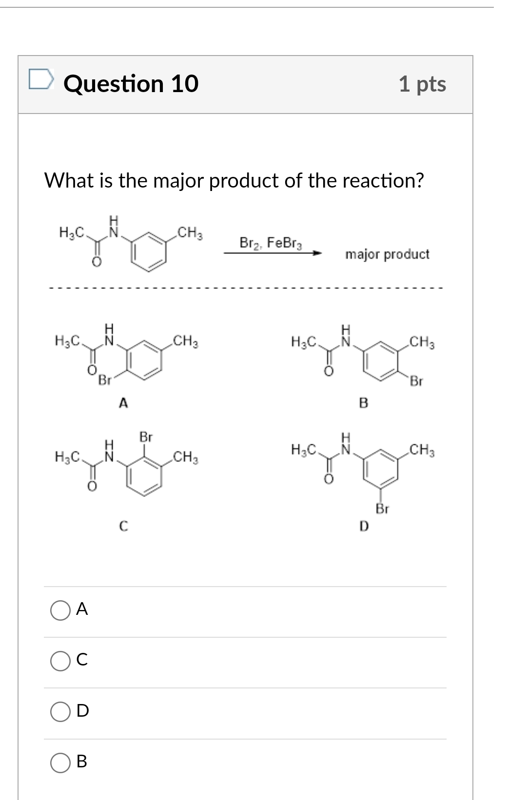 Solved Question 101 ﻿ptsWhat is the major product of the | Chegg.com