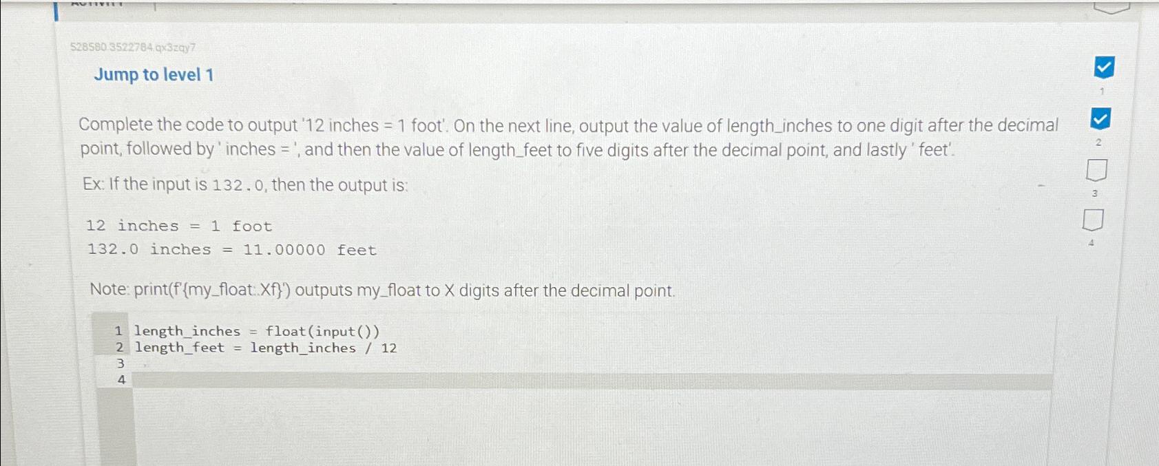 Solved 5285803522784qx3zq97Jump to level 1Complete the code | Chegg.com