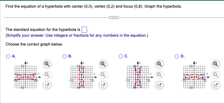 Solved Find the equation of a hyperbola with center (0,0), | Chegg.com