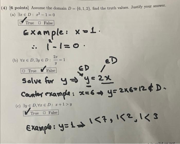 Solved [6 points] Assume the domain D={6,1,2}, find the | Chegg.com