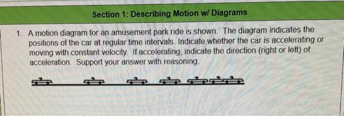 Solved A motion diagram for an amusement park ride is shown. | Chegg.com