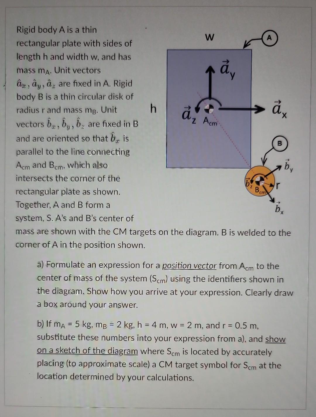 Solved Rigid body A is a thin rectangular plate with sides | Chegg.com