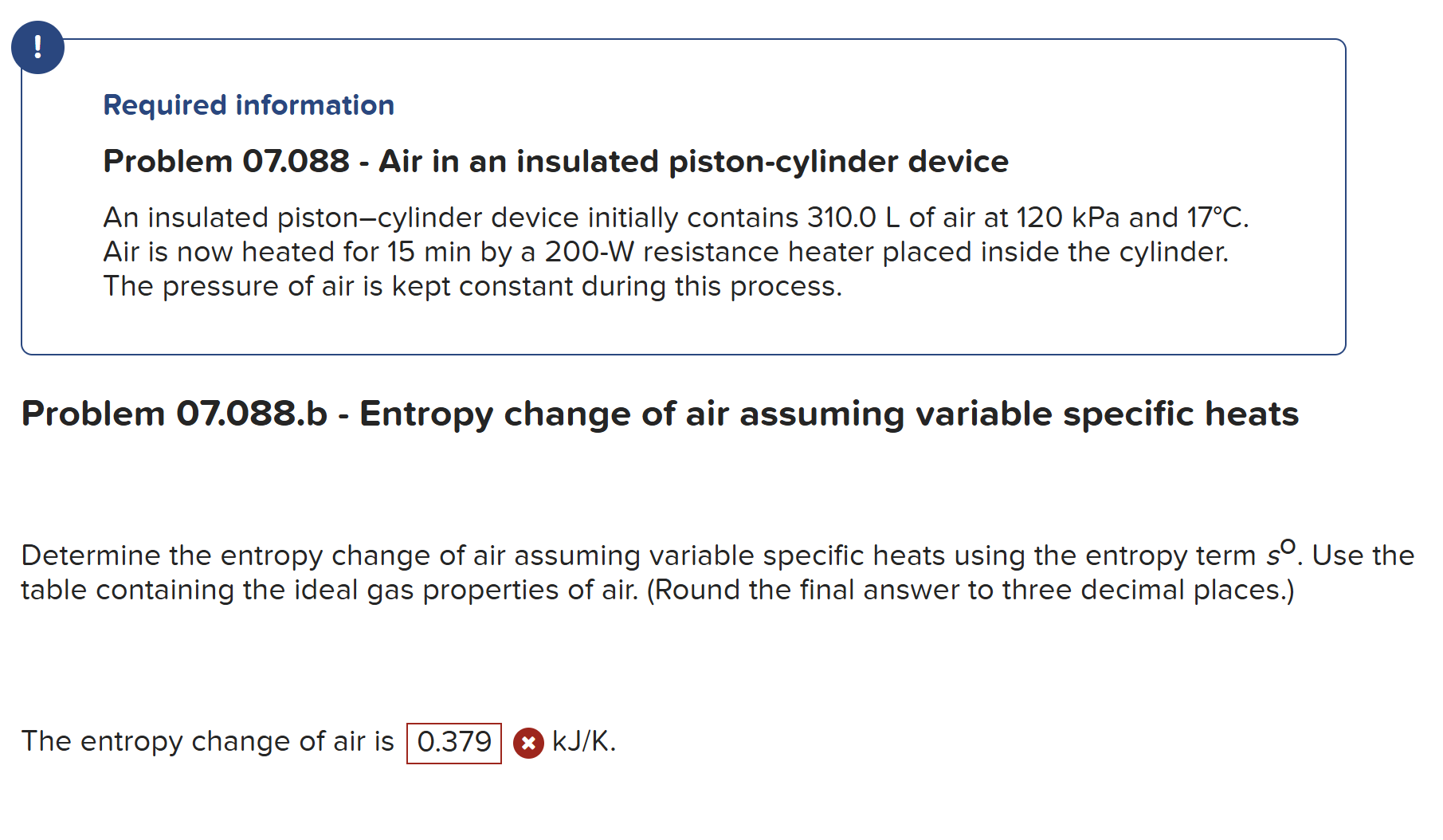 Solved in part a) ﻿entropy change of air was | Chegg.com