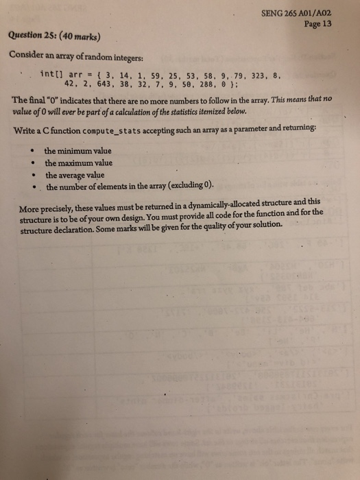 Solved SENG 265 A01/A02 Page 13 Question 25: (40 marks) | Chegg.com