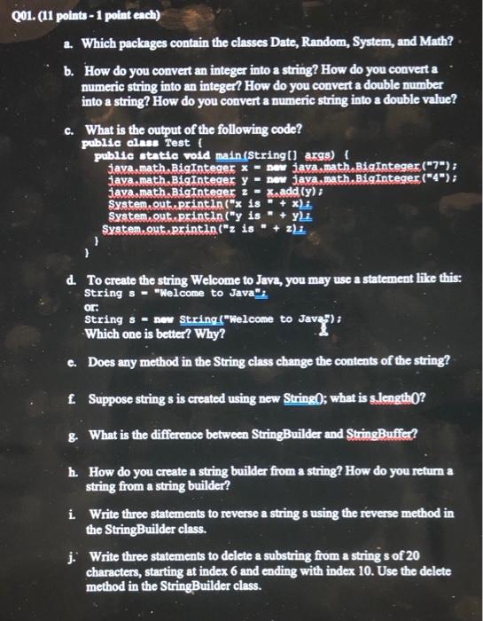 Solved Q01. (11 points - 1 point each) a. Which packages | Chegg.com