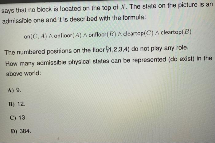 Consider a simple 3-Block World composed of three | Chegg.com