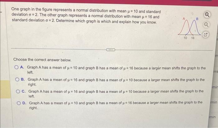 [Solved]: One graph in the figure represents a normal distr