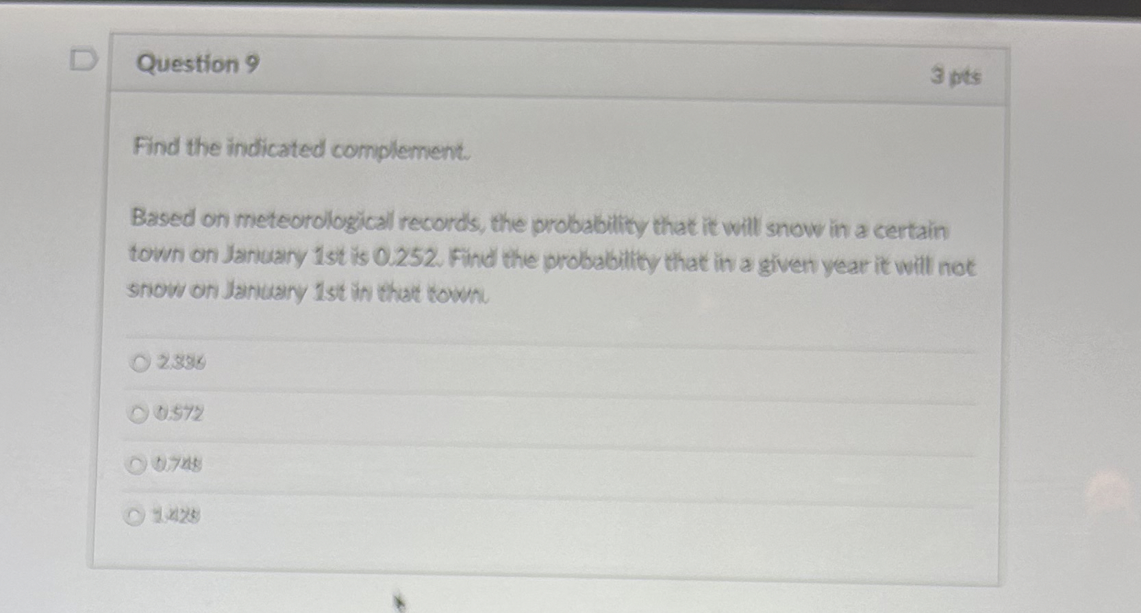 Solved Question 93 ﻿ptsFind the indicated complement.Based | Chegg.com