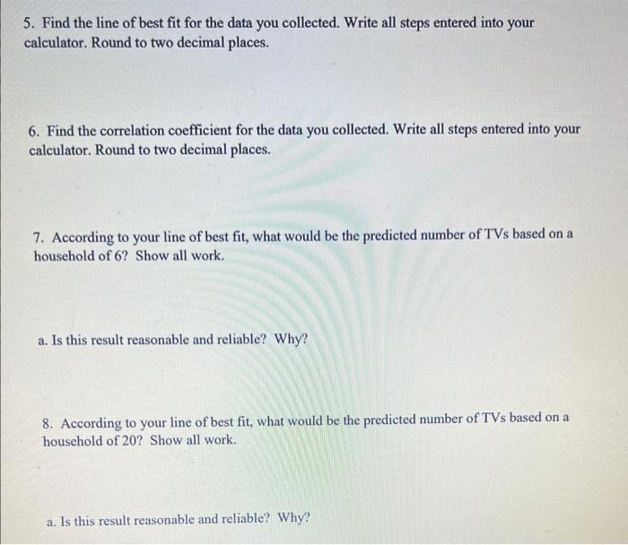 5. Find the line of best fit for the data you | Chegg.com