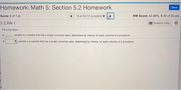 Solved Save Homework Math 5 Section 5 2 Homework Score 0