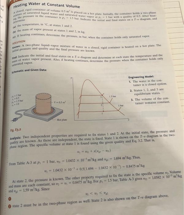 Solved Heating Water at Constant Volume A closed, rigid | Chegg.com
