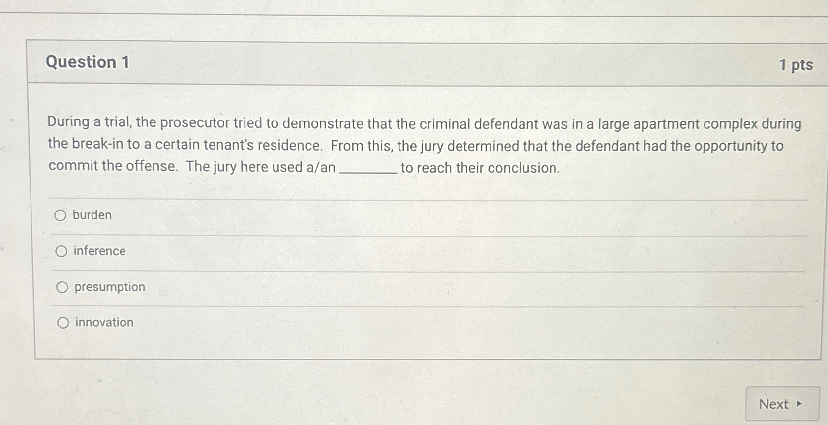 Solved Question 11 ﻿ptsDuring a trial, the prosecutor tried | Chegg.com