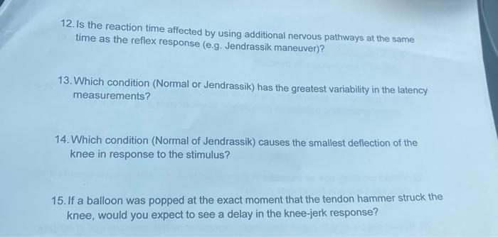 Solved for questions 11-15. 11. How did the Jendrassik | Chegg.com
