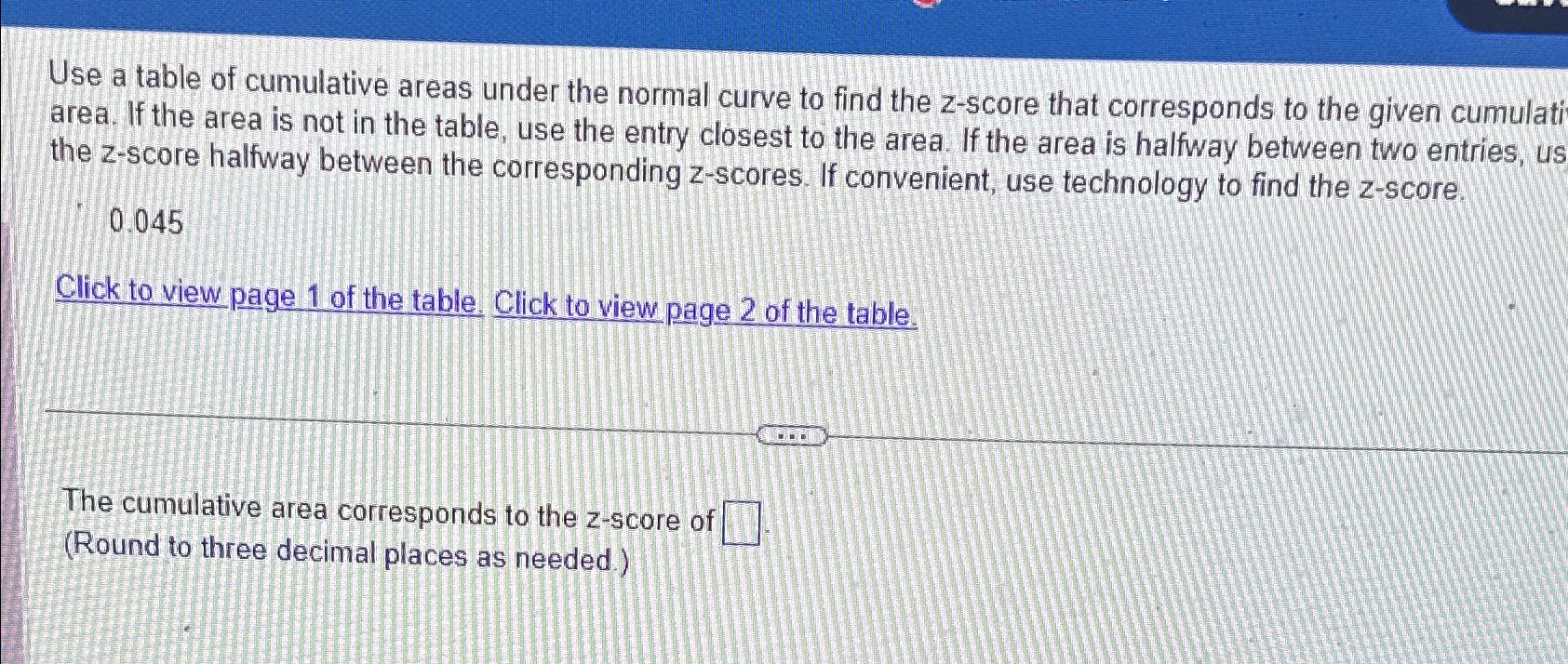 Solved Use a table of cumulative areas under the normal | Chegg.com
