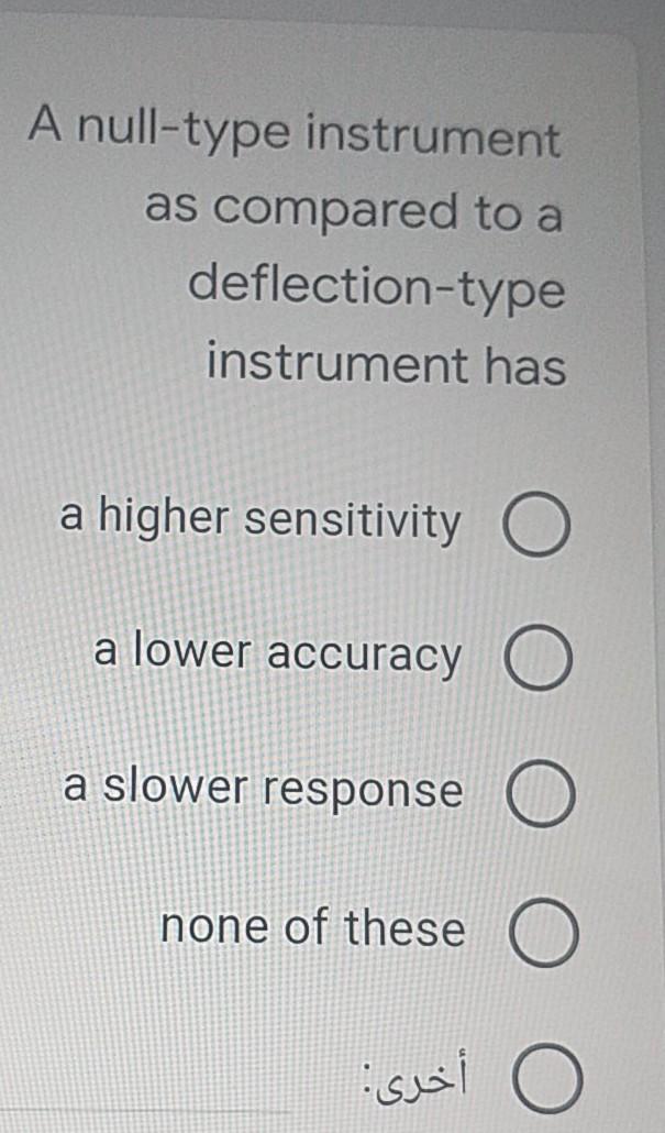 Solved A null-type instrument as compared to a | Chegg.com