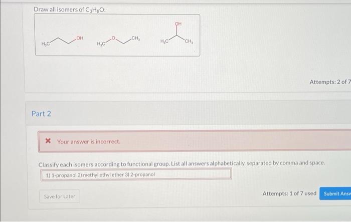 Solved Draw all isomers of C3H30: OH сн. HC нс" НАС CH | Chegg.com