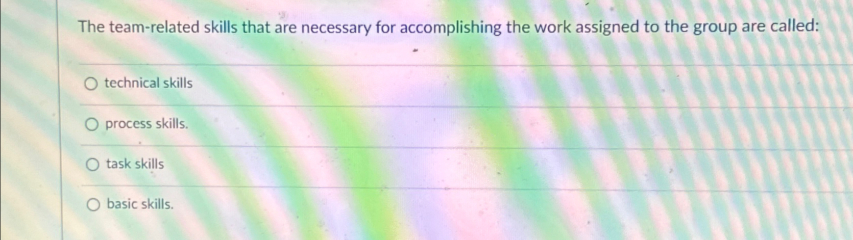 Solved The team-related skills that are necessary for | Chegg.com