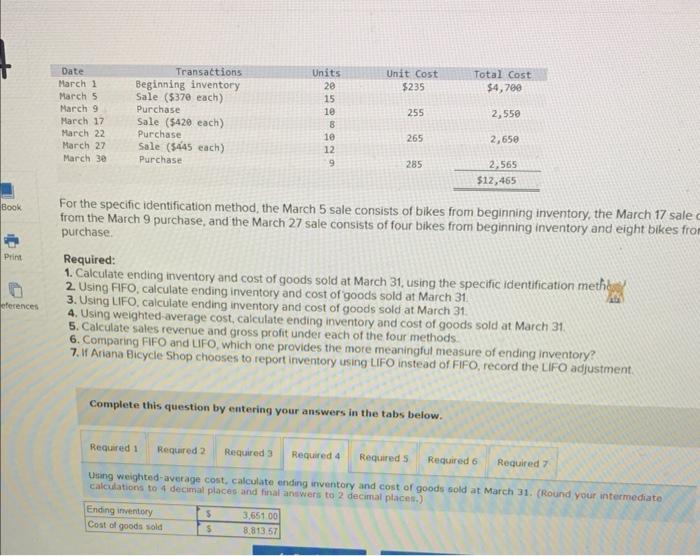 For the specific identification method, the March 5 | Chegg.com