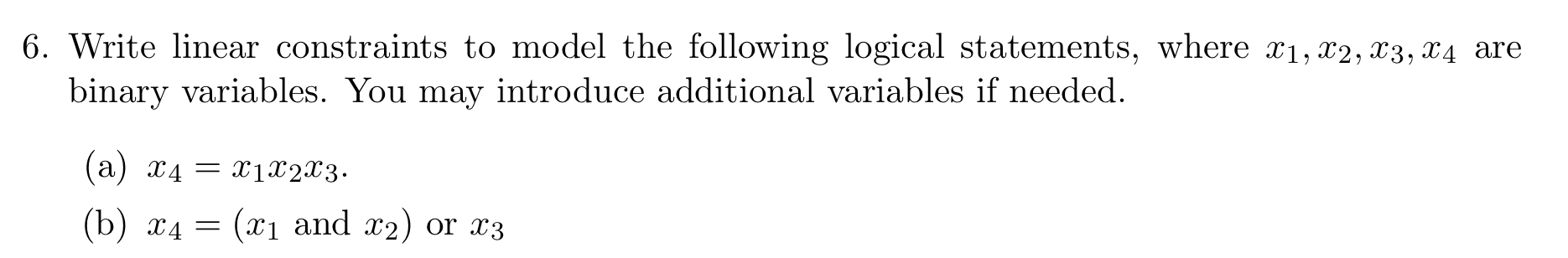 Solved Write linear constraints to model the following | Chegg.com