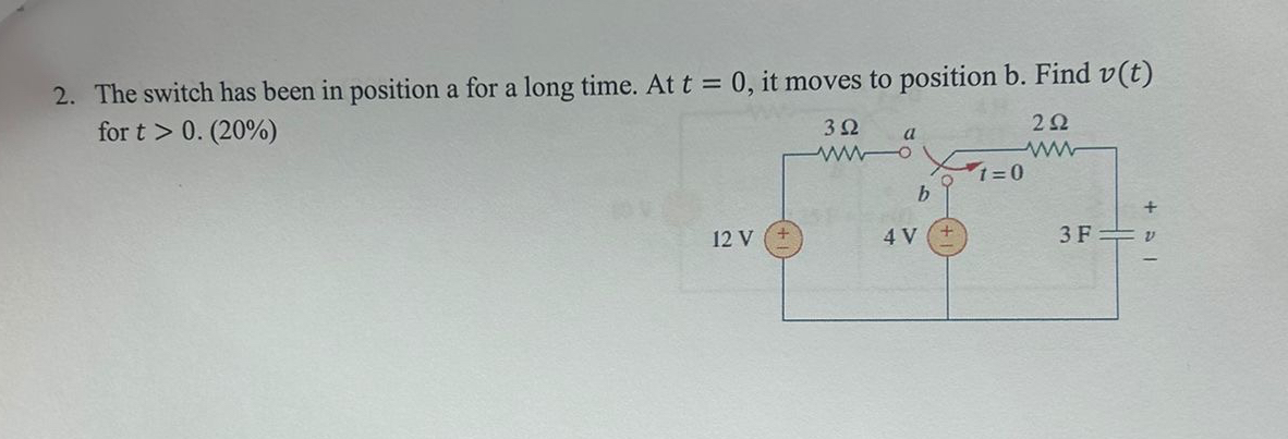 Solved by an EXPERT The switch has been in position a for a long time. At | Chegg.com