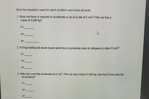 Solved Practice Problems for Newton's Second Law of Motion | Chegg.com