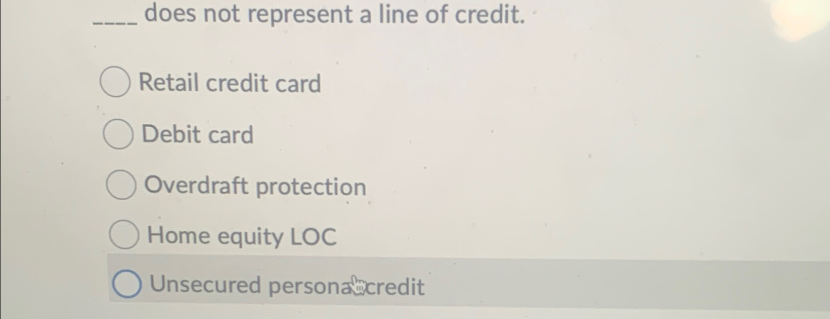 Solved does not represent a line of credit.Retail credit | Chegg.com