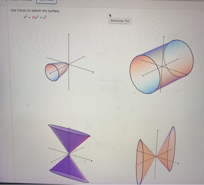 Solved Use traces to sketch the surface. x² = 36y2 + 2² | Chegg.com