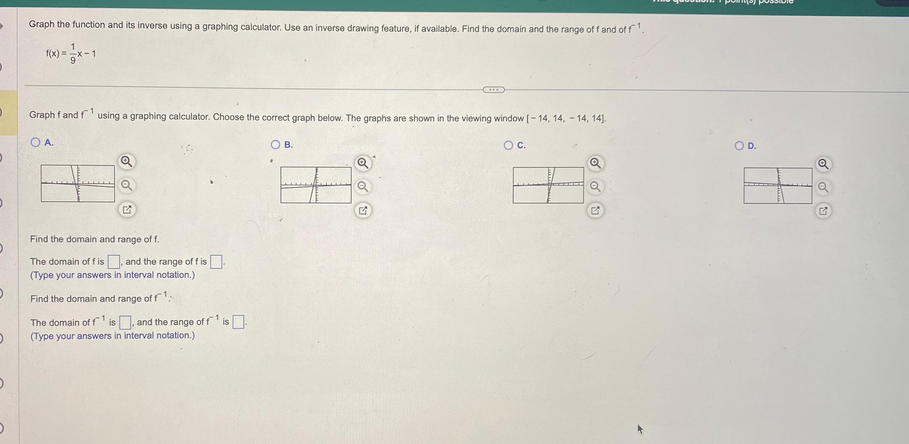 Solved Graph the function and its inverse using a graphing | Chegg.com