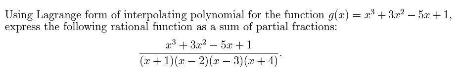 Solved Using Lagrange form of interpolating polynomial for | Chegg.com