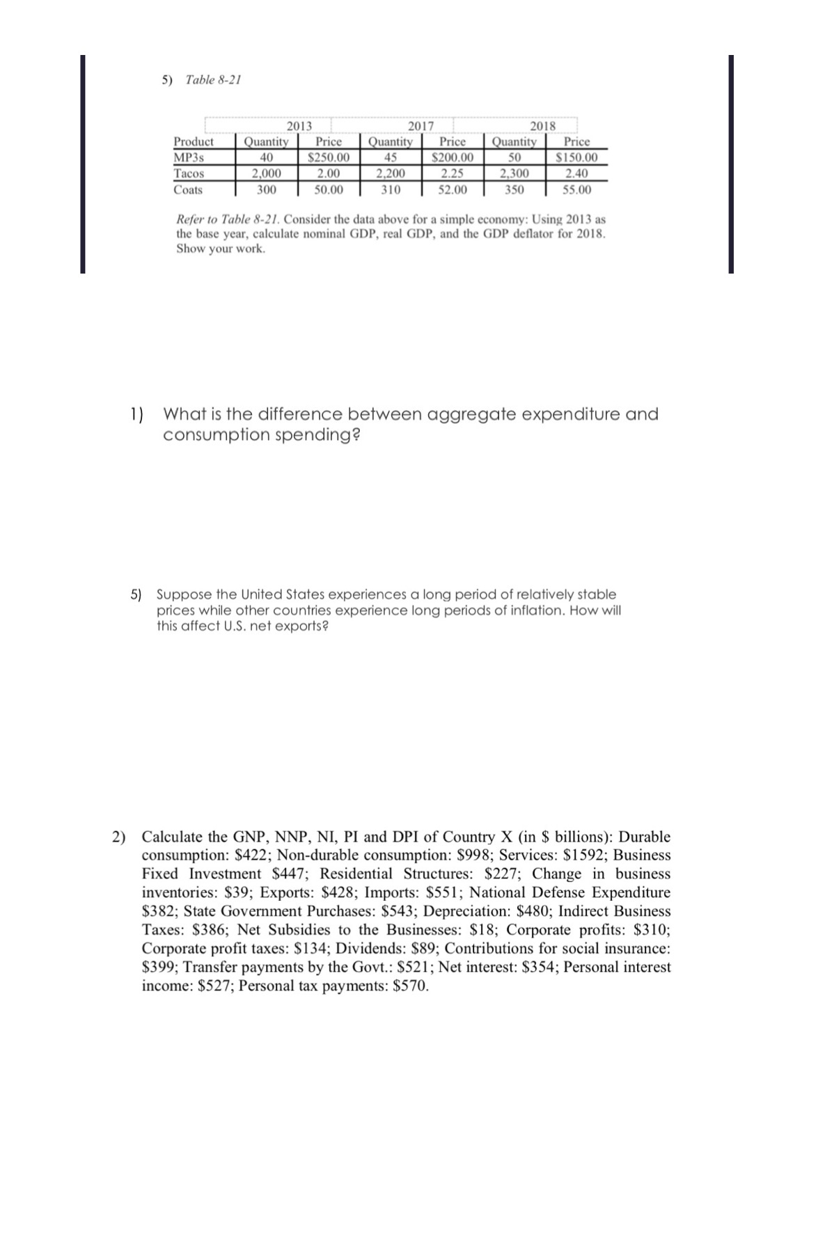 Solved ANSWER ALL THE QUESTIONS Please include all work if | Chegg.com