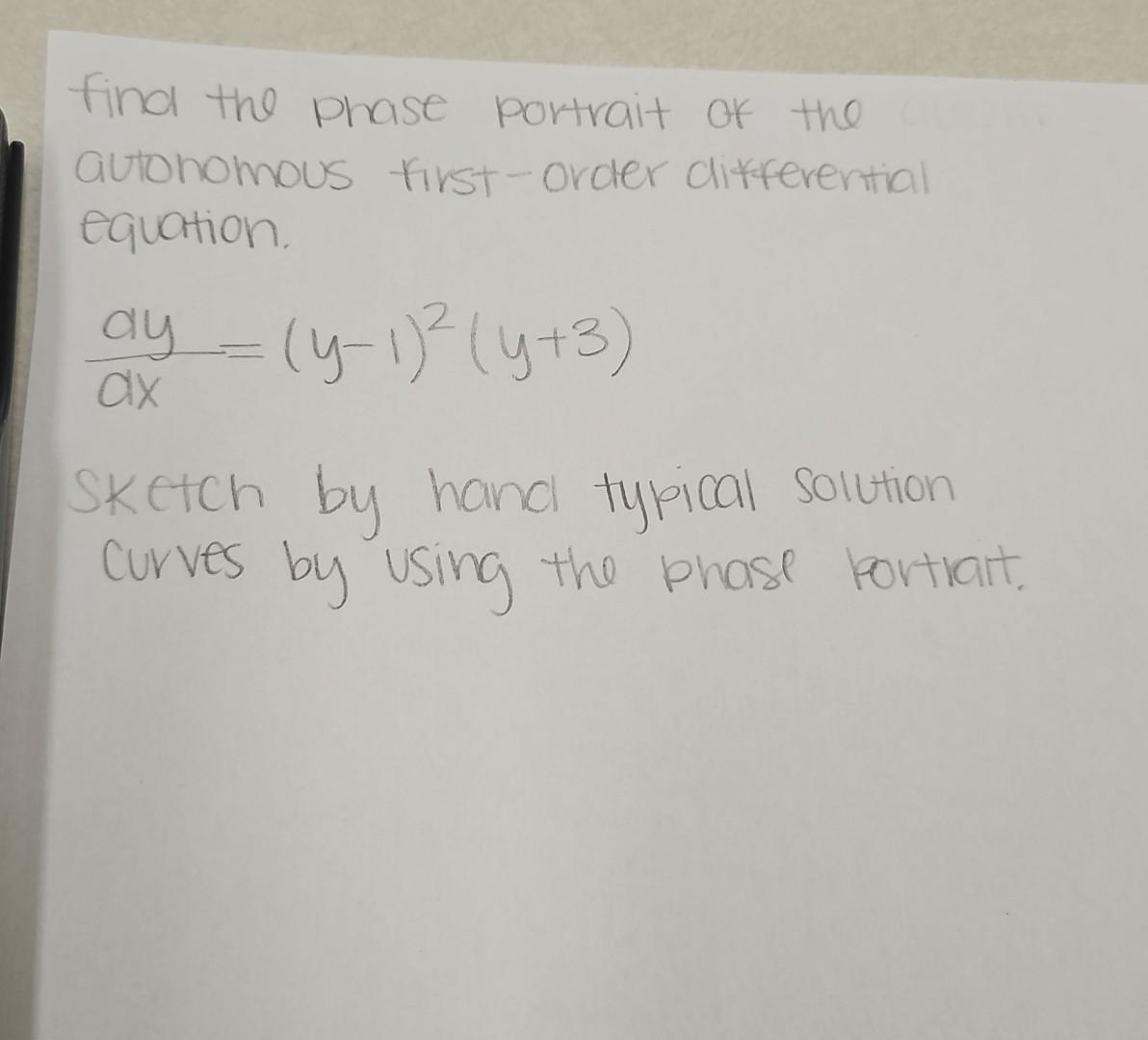 Solved find the phase portrait of the autonomous first-order | Chegg.com