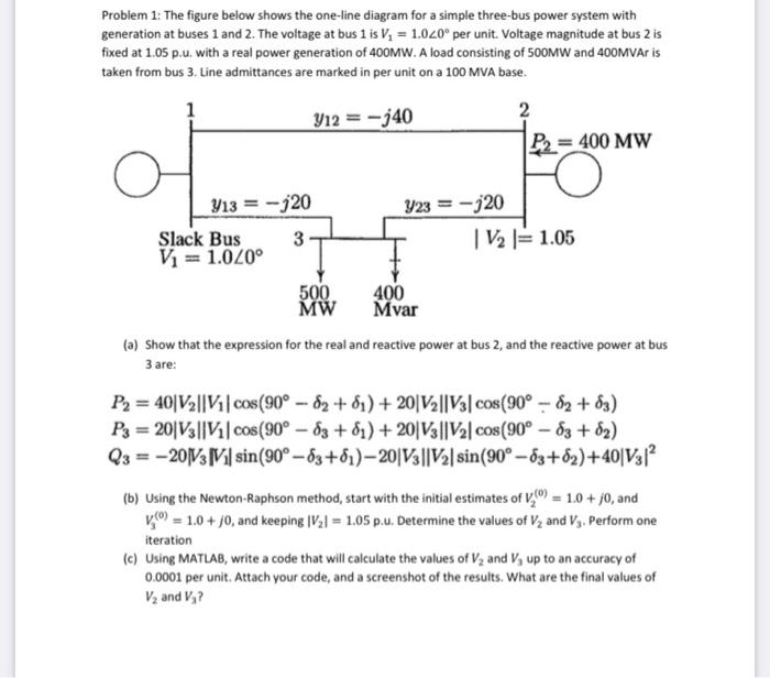 Solved Problem 1: The figure below shows the one-line | Chegg.com