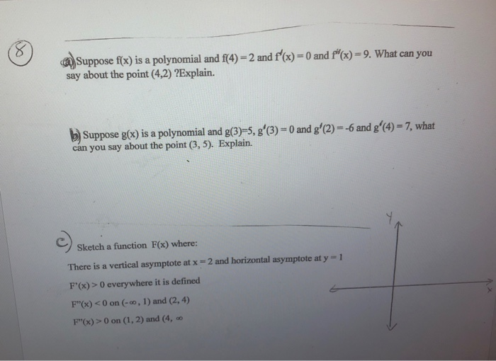 Solved Suppose f(x) is a polynomial and f(4) = 2 and f'(x) = | Chegg.com