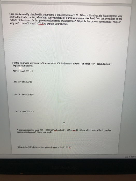 Solved Urea can be readily dissolved in water up to a | Chegg.com